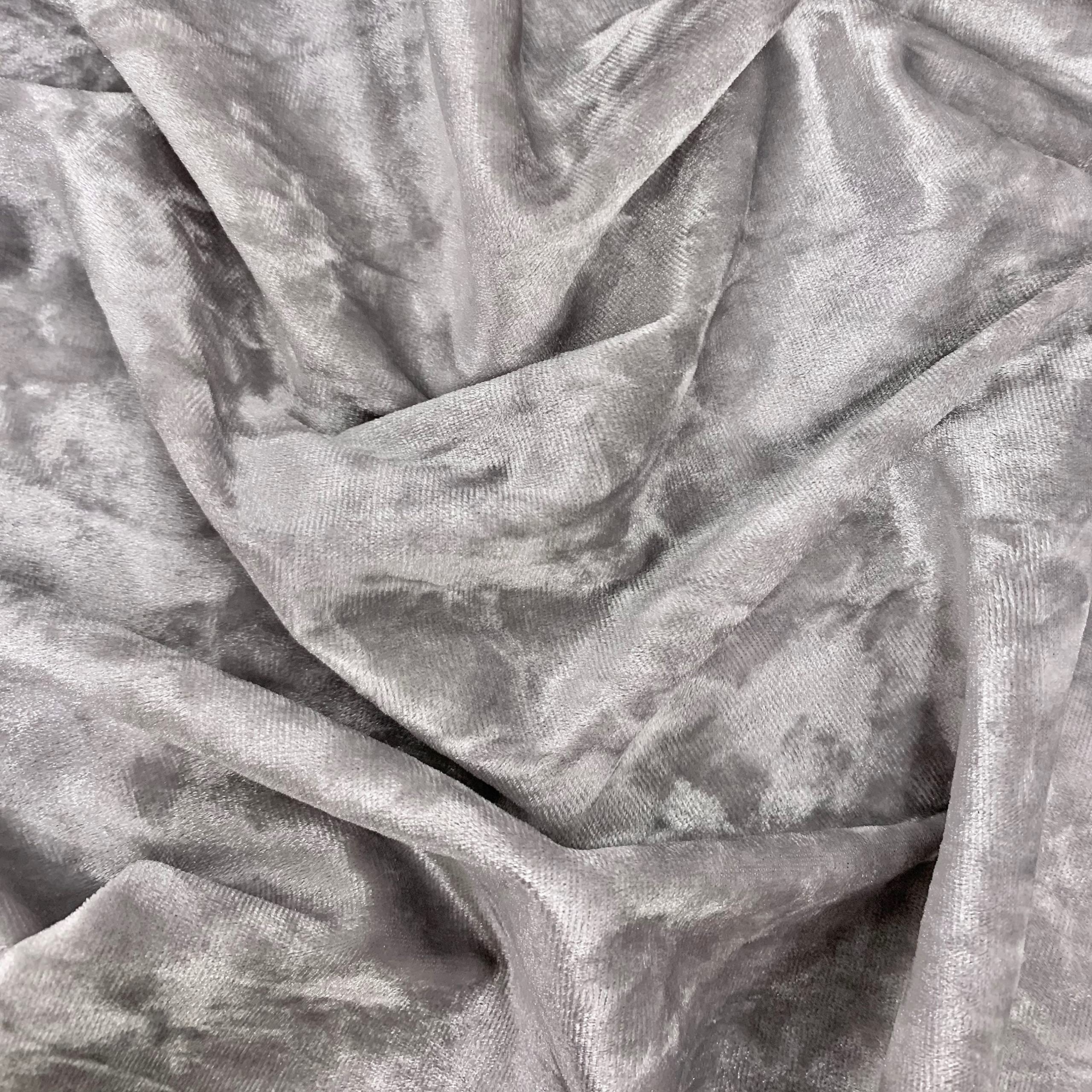 Samantha Silver Polyester Stretch Crushed Velvet Fabric by The Yard for Bows, Topknot. Headwraps, Scrunchies, Clothes, Costumes, Crafts