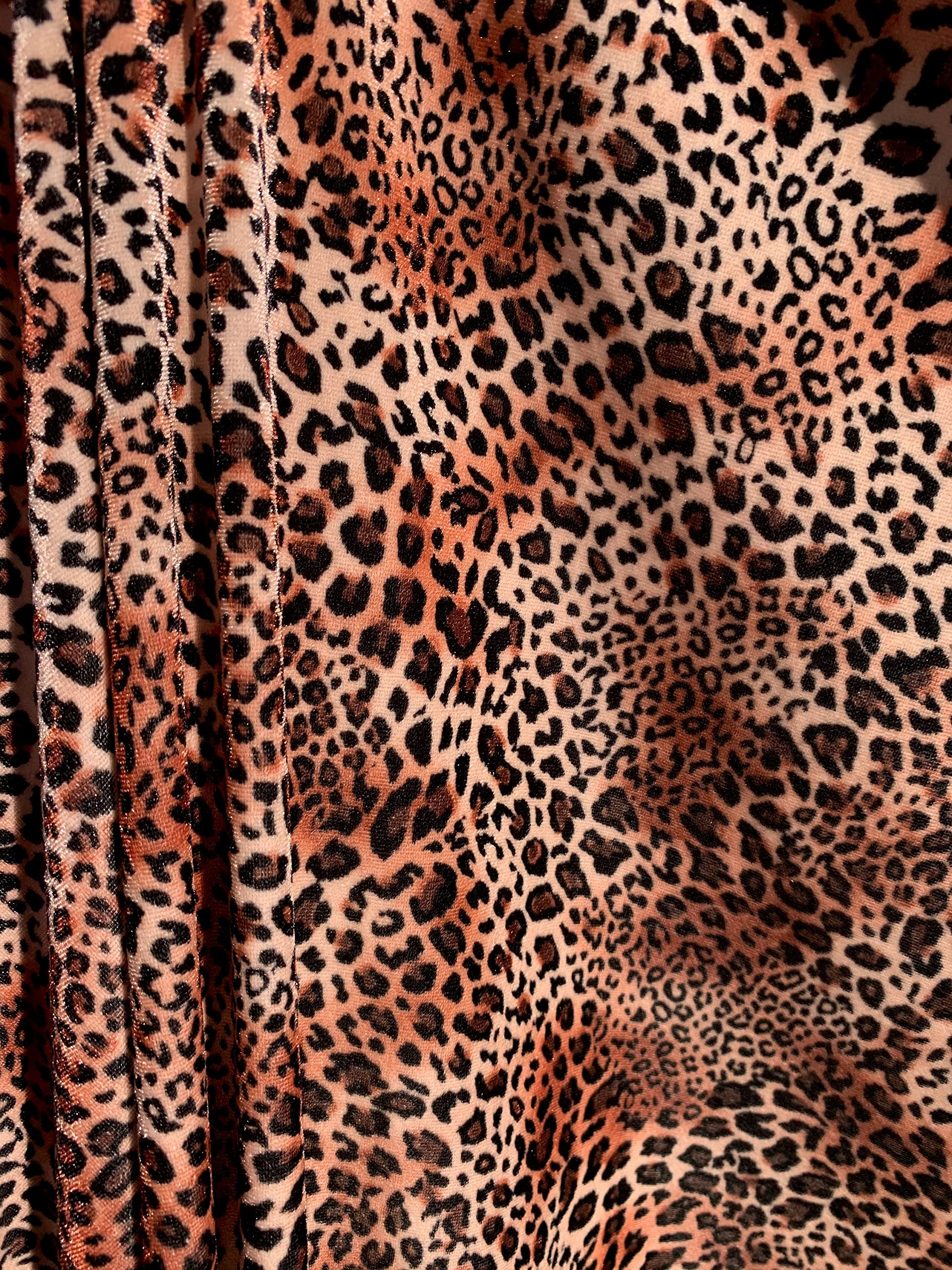 Dana Black Brown Rust Leopard Pattern Polyester Stretch Velvet Fabric for Bows, Top Knots, Head Wraps, Scrunchies, Clothes, Costumes, Crafts
