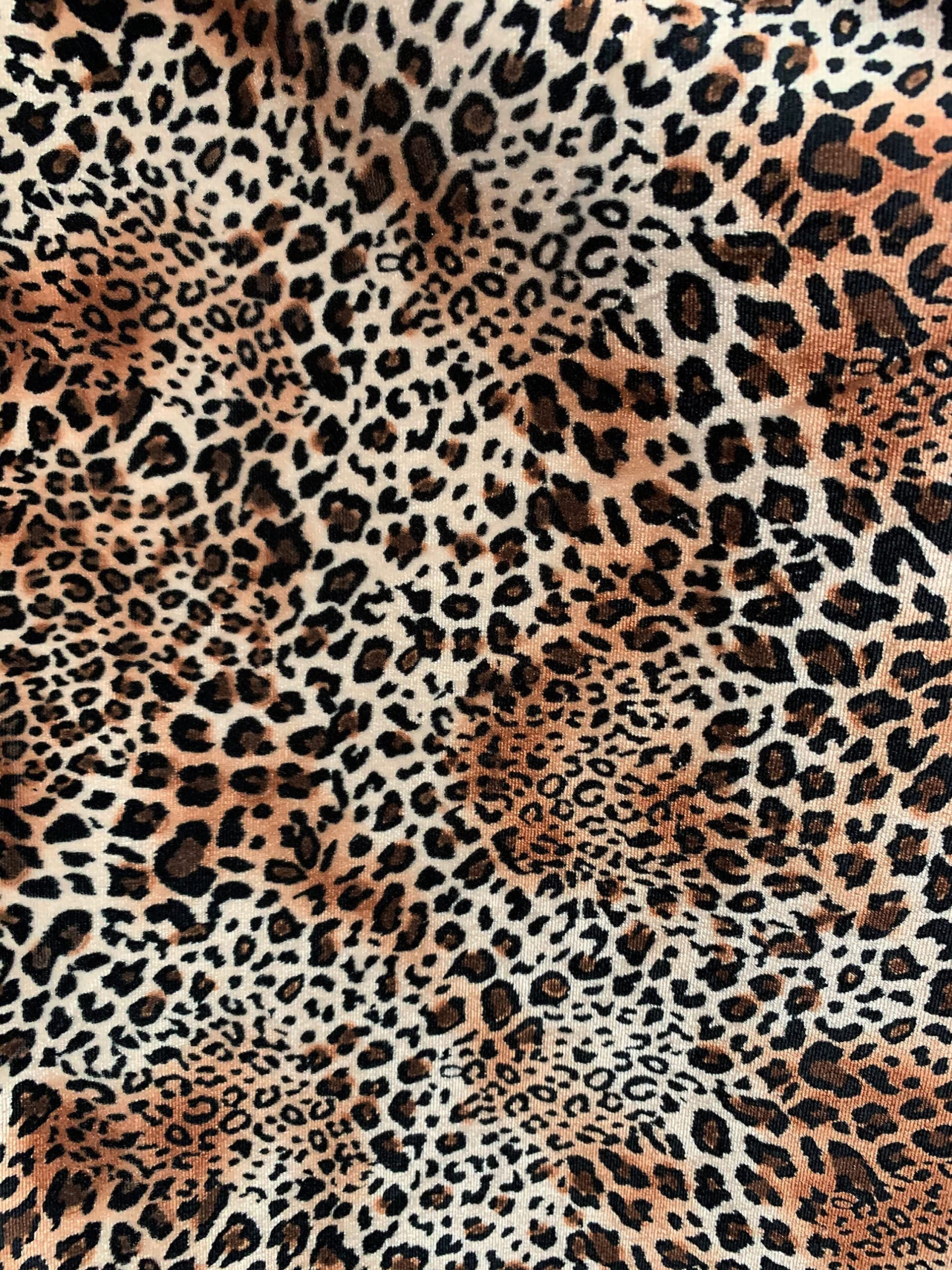 Dana Black Brown Rust Leopard Pattern Polyester Stretch Velvet Fabric for Bows, Top Knots, Head Wraps, Scrunchies, Clothes, Costumes, Crafts