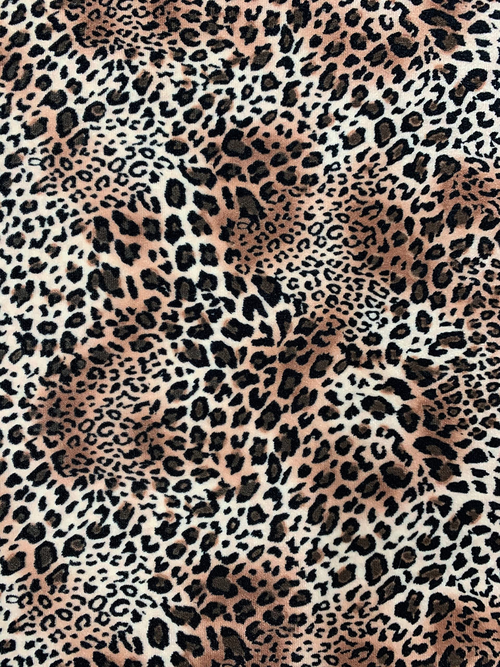 Dana Black Brown Rust Leopard Pattern Polyester Stretch Velvet Fabric for Bows, Top Knots, Head Wraps, Scrunchies, Clothes, Costumes, Crafts