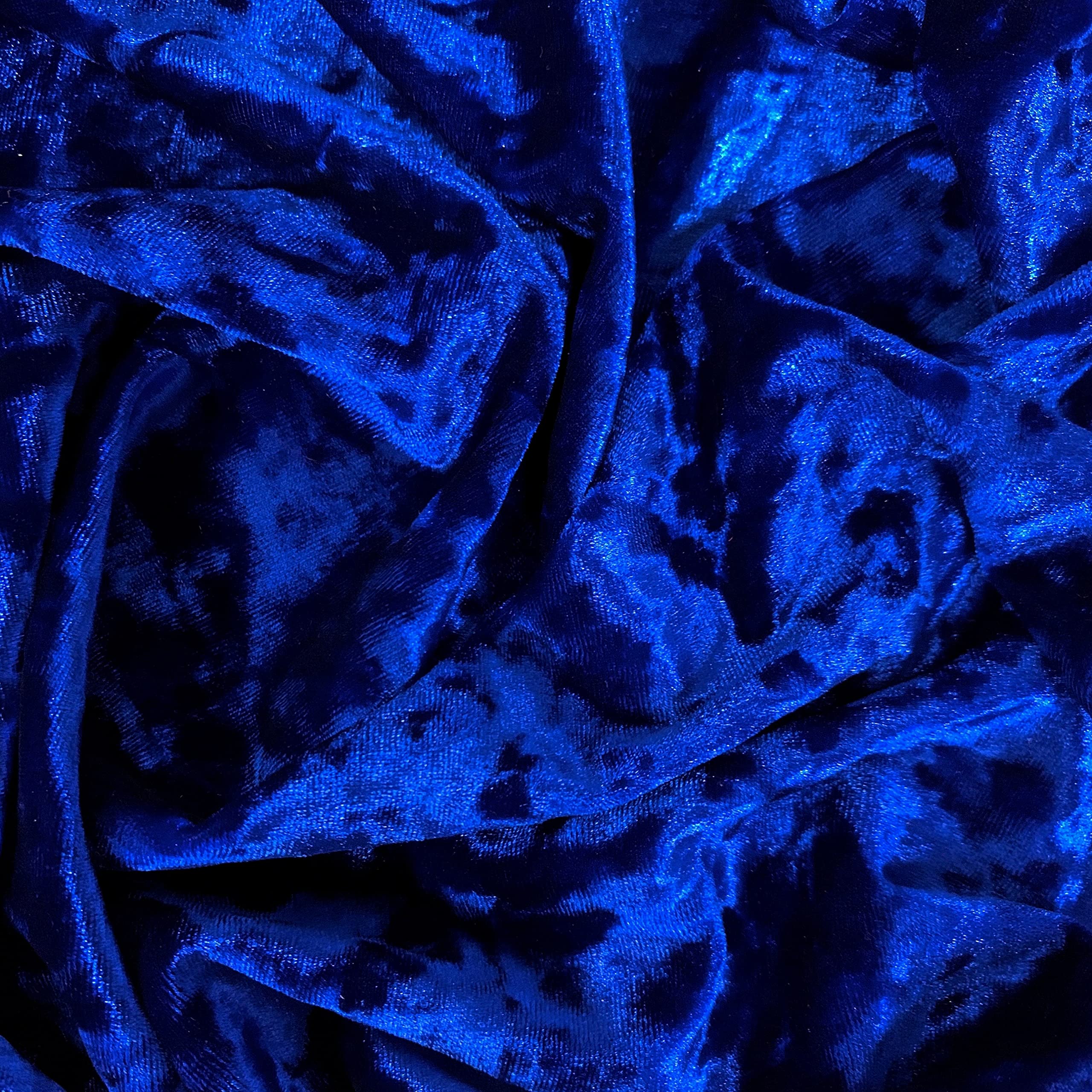 Samantha Royal Blue Polyester Stretch Crushed Velvet Fabric by The Yard for Bows, Topknot. Headwraps, Scrunchies, Clothes, Costumes, Crafts