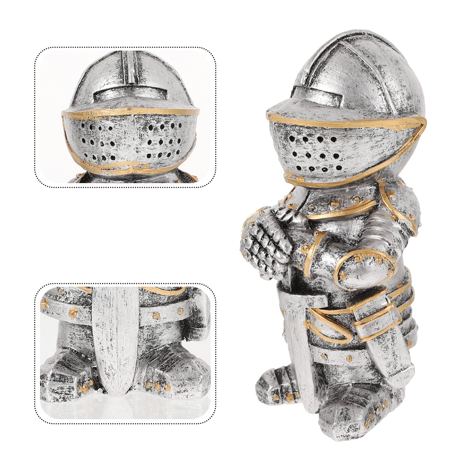 FOMIYES Knight Statue Medieval War Resin Crafts Axe Guard Dwarf Knight Desktop Mini Sculpture Decoration Mini Knight Sculpture Ornament for Home Office Bookshelf