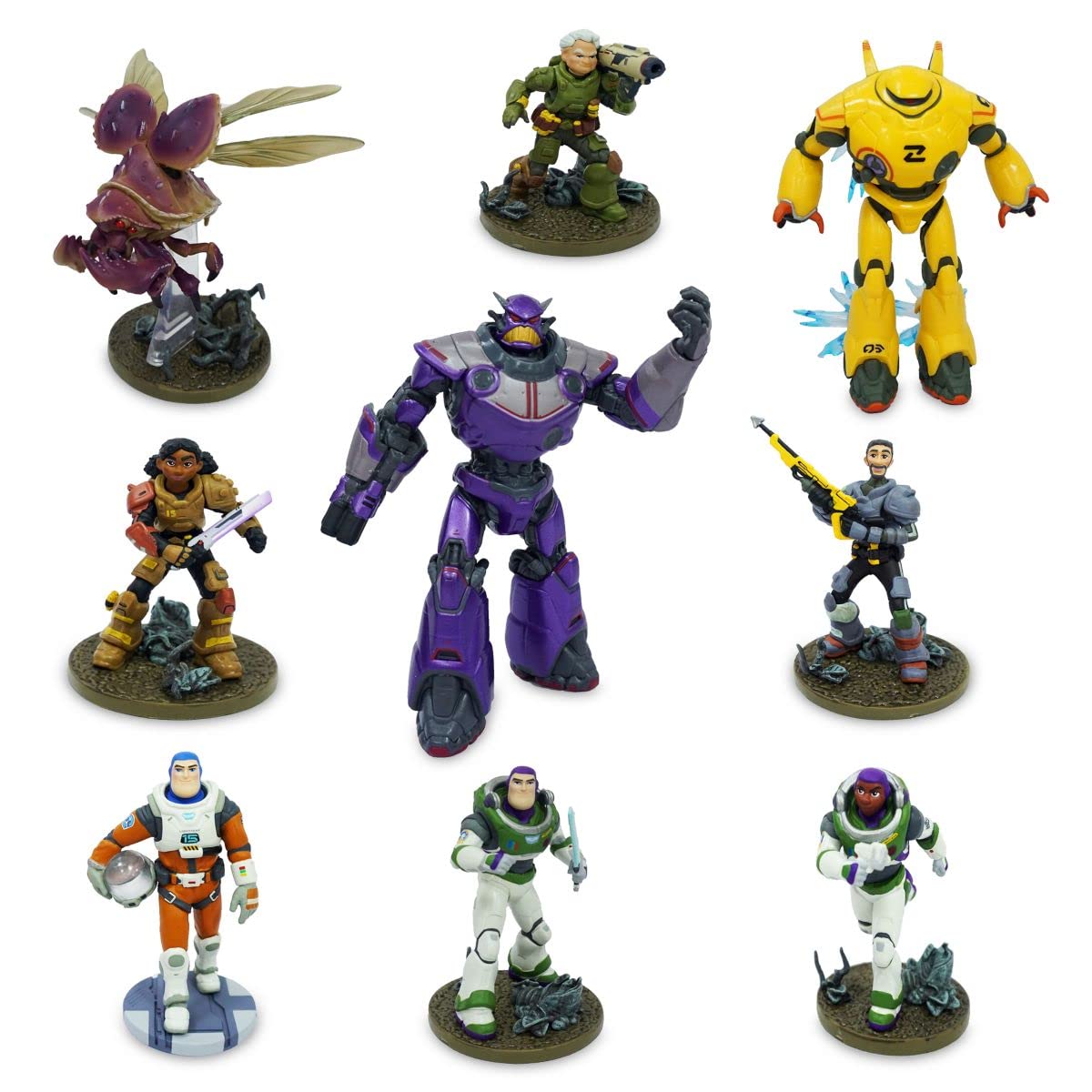 Disney Pixar Buzz Lightyear Figure Set - 9 Pieces from The Movie Lightyear - with 2 Buzz Space Suits, Blue Saber Sword, Zurg and Zyclops