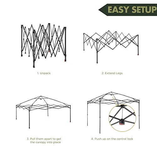 ARROWHEAD OUTDOOR 13βx13β Pop-Up Canopy & Instant Shelter, 150D Fabric Construction, Adjustable Height, Wheeled Carry Bag, Guide Ropes & Stakes Included, Brown & Tan v2 (New) (KGS0389U)