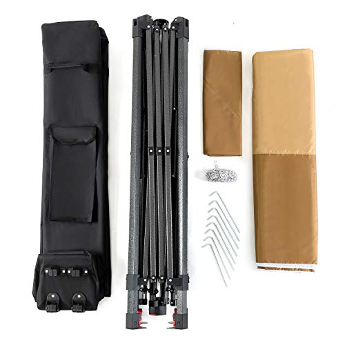 ARROWHEAD OUTDOOR 13βx13β Pop-Up Canopy & Instant Shelter, 150D Fabric Construction, Adjustable Height, Wheeled Carry Bag, Guide Ropes & Stakes Included, Brown & Tan v2 (New) (KGS0389U)
