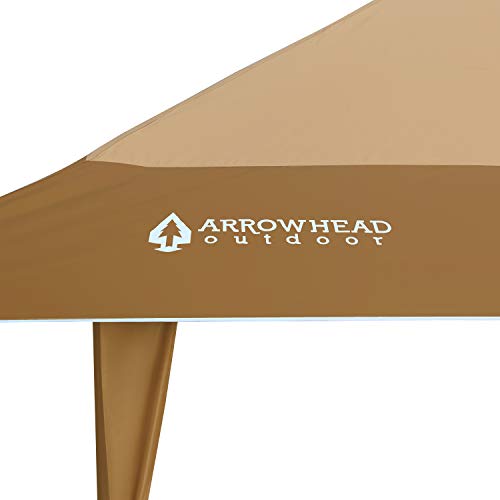 ARROWHEAD OUTDOOR 13βx13β Pop-Up Canopy & Instant Shelter, 150D Fabric Construction, Adjustable Height, Wheeled Carry Bag, Guide Ropes & Stakes Included, Brown & Tan v2 (New) (KGS0389U)