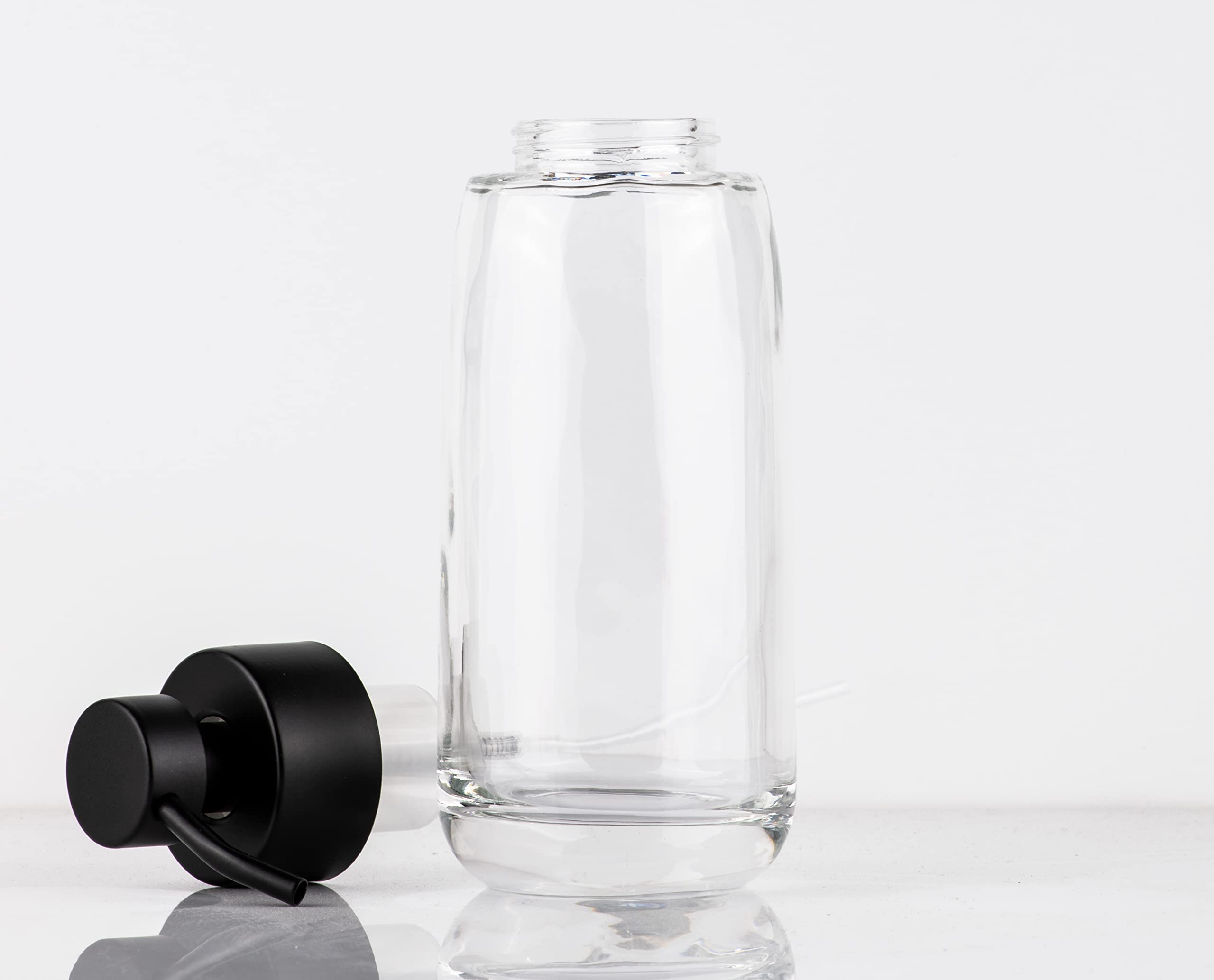 15oz Clear Glass Foaming Hand Soap Dispenser Bottle with Matte Black Metal Pump - Refillable & Modern Farmhouse Style - for Kitchen & Bathroom Countertops; Hand Soap, Foaming Soap