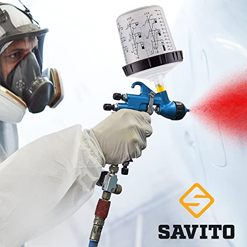 SAVITO - Paint Cups Paint Guns Automotive Cup Liners and Lid System 20 Cups Pack 20 Ounces Each Includes 20 Lids with Strainer, 1 Hard Cup with Retainer Not Compatible with 2.0