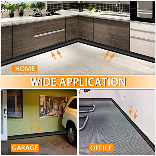 Vinyl Wall Base 4" Vinyl Baseboard Molding Flexible Vinyl Floor Base with 1" Crease Rubber Base Molding for Wall Easy to Install Use to Cover Wall Crevice (5" Wide x 19.7' Long, Black)