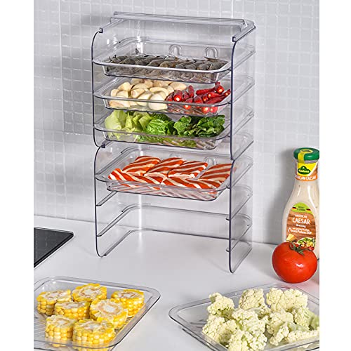Baotkere Kitchen Multi-Function Fruit and Vegetable Preparation Plate, Side Dish Stacking Storage, Punch-Free Household Hot Pot Dish, Multi-Layer Sorting Tray, Kitchen Sundries Rack
