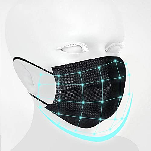100PCS 3 Ply Black Disposable Face Mask Filter Protection Face Masks