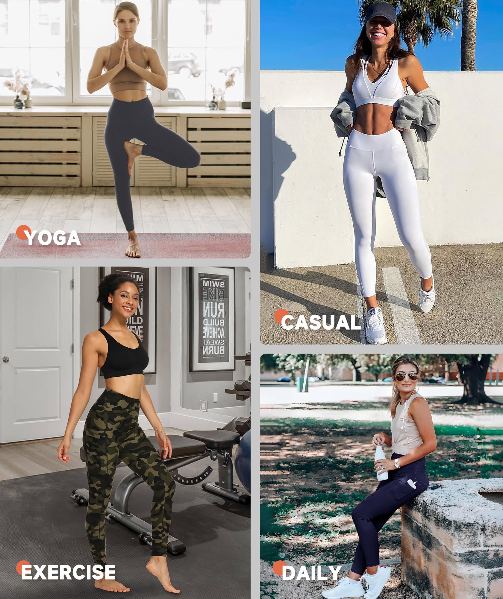 GAYHAY High Waisted Leggings with Pockets for Women - Soft Opaque Tummy Control Pants for Running Cycling Yoga