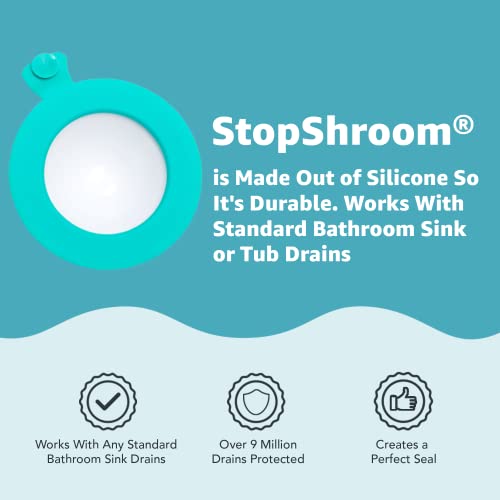 StopShroom STBLU232 Universal Stopper Plug Cover for Bathtub, Bathroom and Kitchen Drains, Aqua