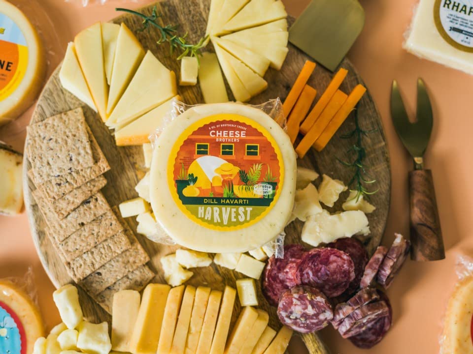 Cheese Bros WI Cheese Sampler | Fresh from Wisconsin | Featuring Dill Havarti, Smoked Gouda, Italian Fratello and Honey Sriracha Gouda | Easy Gift Idea