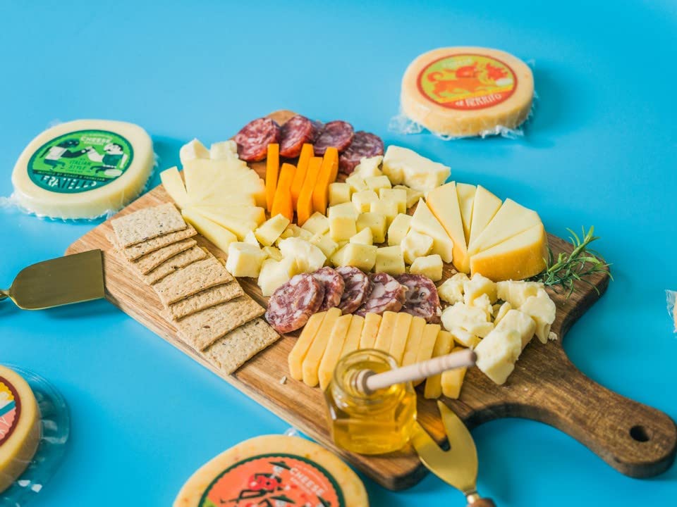 Cheese Bros WI Cheese Sampler | Fresh from Wisconsin | Featuring Dill Havarti, Smoked Gouda, Italian Fratello and Honey Sriracha Gouda | Easy Gift Idea
