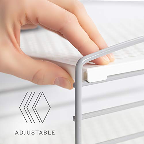 YouCopia StoreMore Adjustable Rack Cabinet Organizer for Pans Sheets and Pot Lids, Large, White & UpSpace Adjustable Box Organizer for Foil Wrap and Kitchen Cabinet Storage, 9" x 9", White