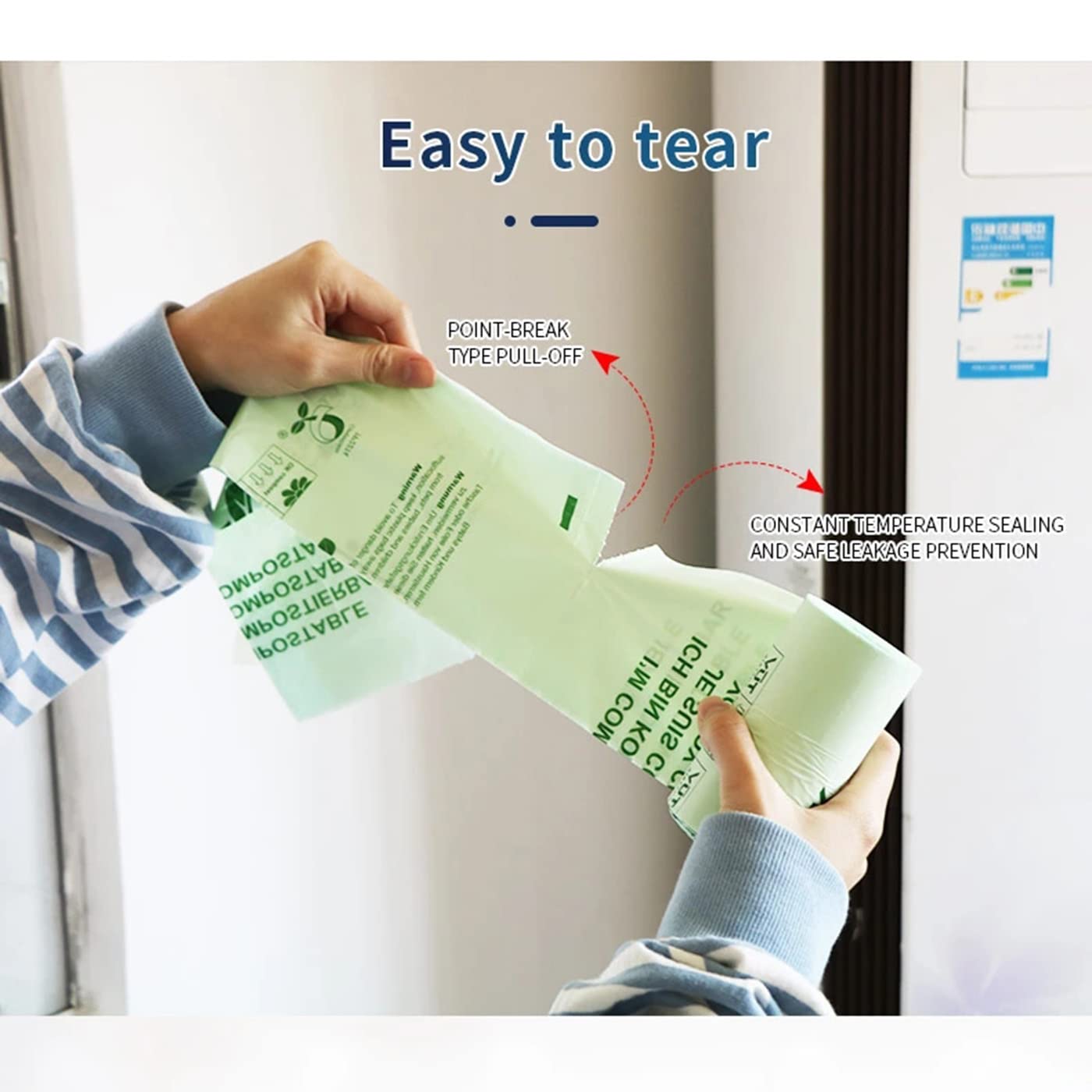 150 Pieces Compostable Trash Bags Biodegradable Kitchen Food Waste Bag, Corn Starch Garbage Bags,Life and Office Scraps Bag Fresh Air Biodegradable Compost Bags