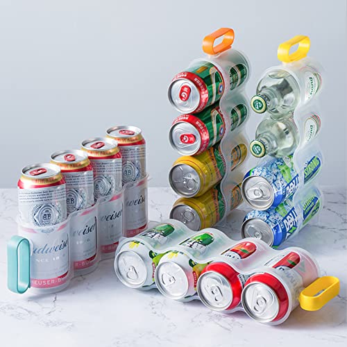 DNIEBW Refrigerator Organizer Bins 3 Pack Soda Can Organizer for Refrigerator Clear Stackable Can Holder Dispenser with Handle for Fridge, Pantry, Freezer - Canned Food Pantry Storage Rack 12 Cans