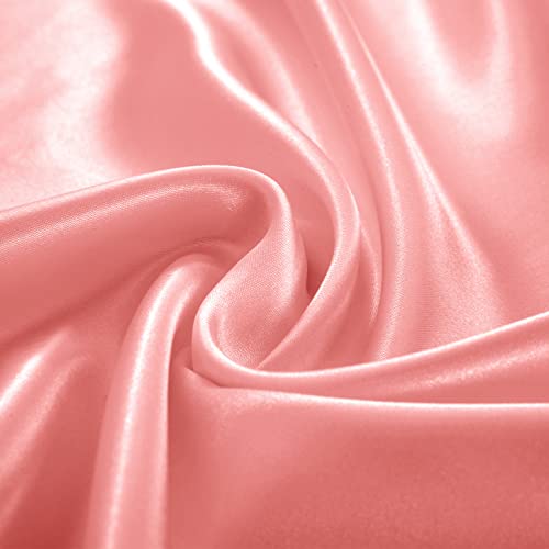 Homiest 3pcs Satin Sheets Set Luxury Silky Satin Bedding Set with Deep Pocket, 1 Fitted Sheet + 1 Flat Sheet + 1 Pillowcase (Twin Size, Rose Pink)