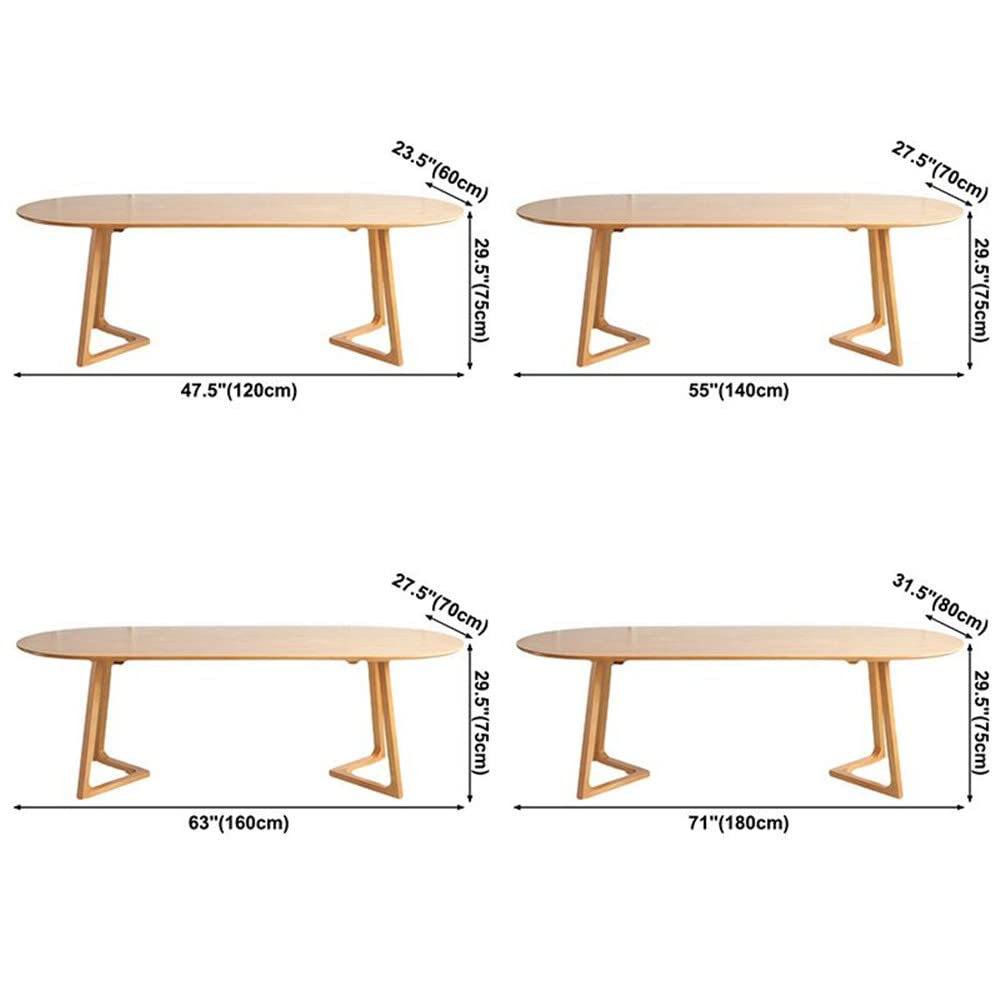 NIUYAO Modern Solid Oval Table with Double Pedestal, Natural Wood Simplicity Classic Pine Tabletop Furniture for Dining Room Kitchen Leisure Coffee Table -63" L x 27.5" W x 29.5" H