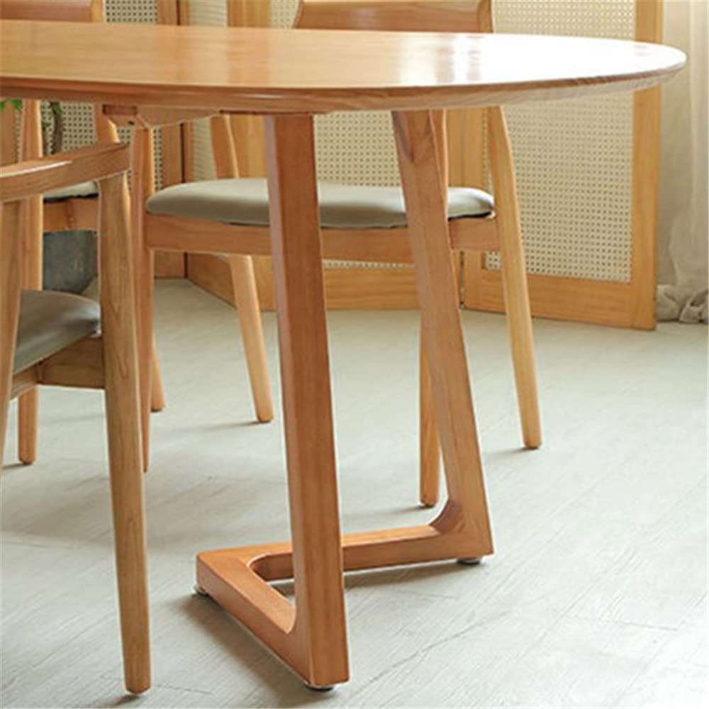 NIUYAO Modern Solid Oval Table with Double Pedestal, Natural Wood Simplicity Classic Pine Tabletop Furniture for Dining Room Kitchen Leisure Coffee Table -63" L x 27.5" W x 29.5" H
