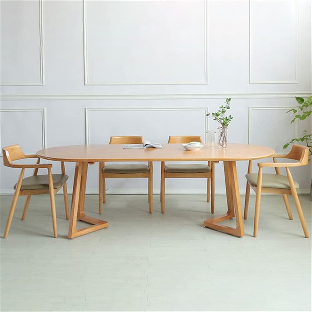 NIUYAO Modern Solid Oval Table with Double Pedestal, Natural Wood Simplicity Classic Pine Tabletop Furniture for Dining Room Kitchen Leisure Coffee Table -63" L x 27.5" W x 29.5" H