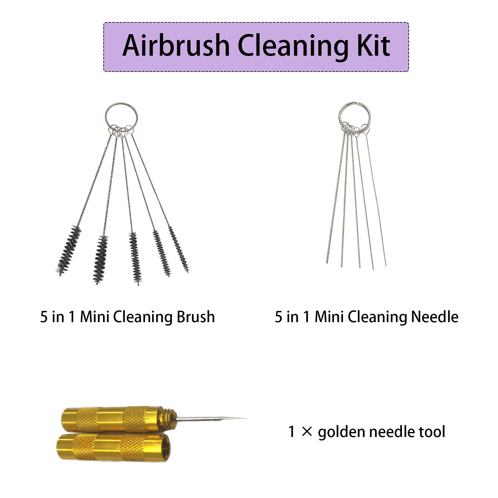 Joyangy Airbrush Cleaning Kit, Spray Gun Cleaning Brush Kit, Air Brushes Cleaner Kit for Painting Kit, 1 Set 5Pcs Cleaning Needles, 1 Set 5Pcs Cleaning Brushes and 1 Wash Needle…