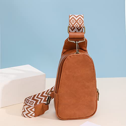 Mzjeaziany Sling Bag for Women Chest Bag Small Crossbody Bag PU Leather Satchel Daypack Shoulder Backpack for Traveling Hiking