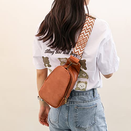 Mzjeaziany Sling Bag for Women Chest Bag Small Crossbody Bag PU Leather Satchel Daypack Shoulder Backpack for Traveling Hiking