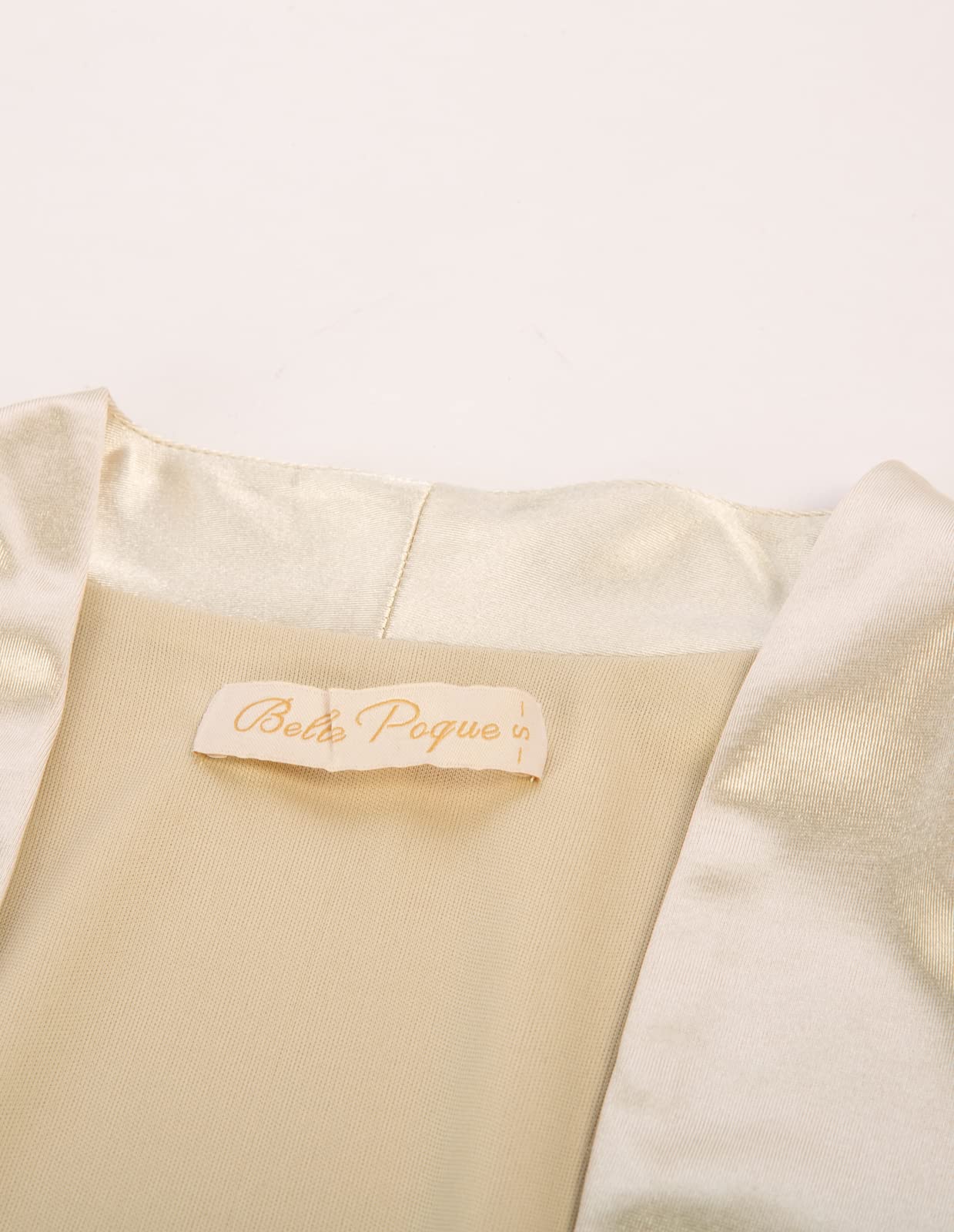 Women's Long Sleeve Cropped Cardigan Silky Satin Shrug Tops Elegant Bolero Jackets for Dresses Champagne XXL