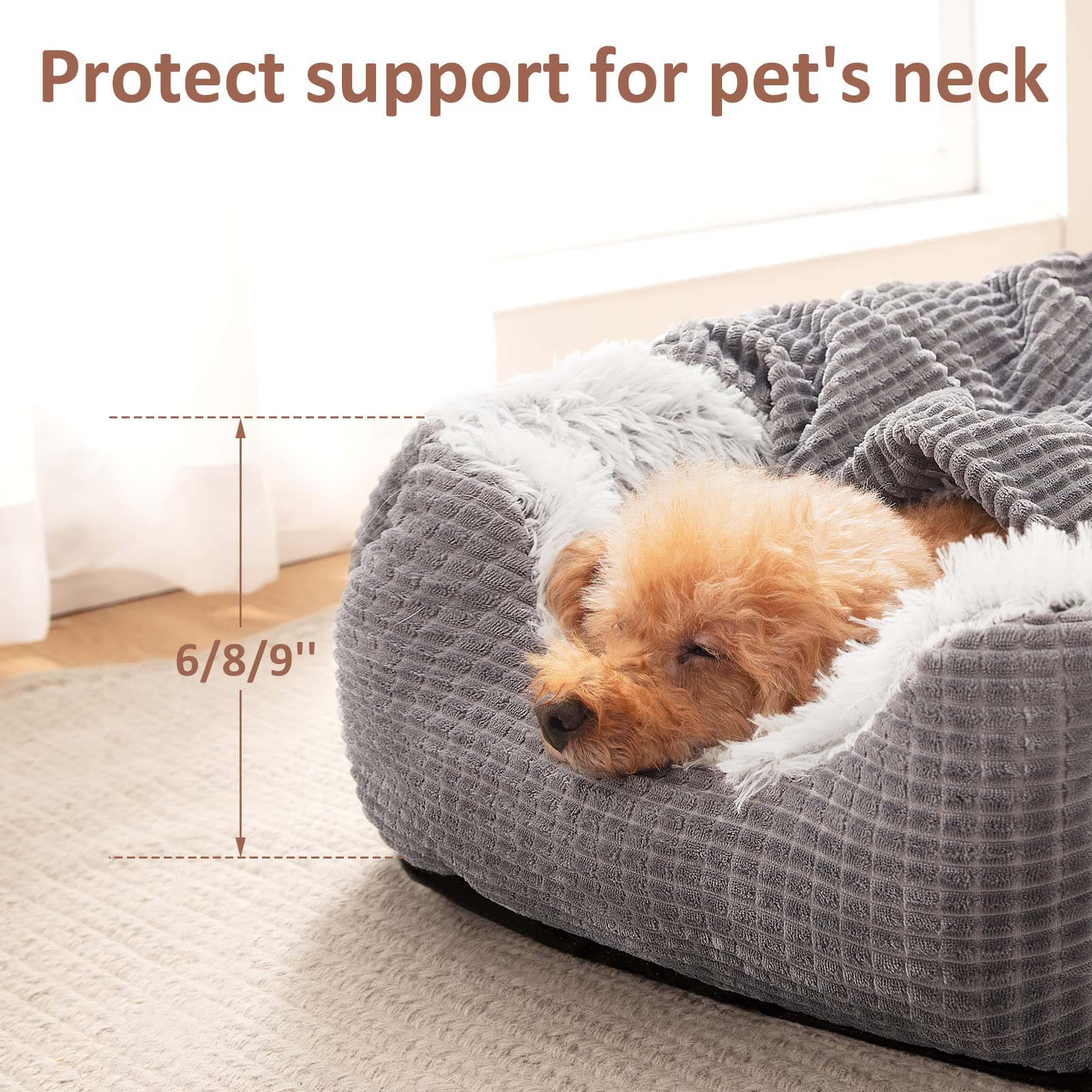 MIXJOY Dog Beds for Large Medium Small Dogs, Rectangle Cave Hooded Blanket Puppy Bed, Luxury Orthopedic Cat Beds for Indoor Cats, Warmth and Machine Washable (30 inches, Grey)
