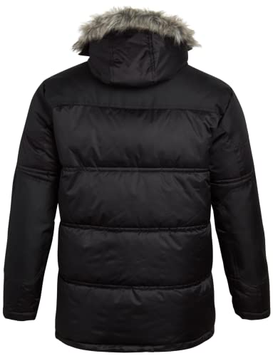 Perry Ellis Men’s Winter Jacket – Heavyweight Quilted Puffer Parka Coat with Faux Fur Trim Hood (S-XXL), Size Large, Onyx Black