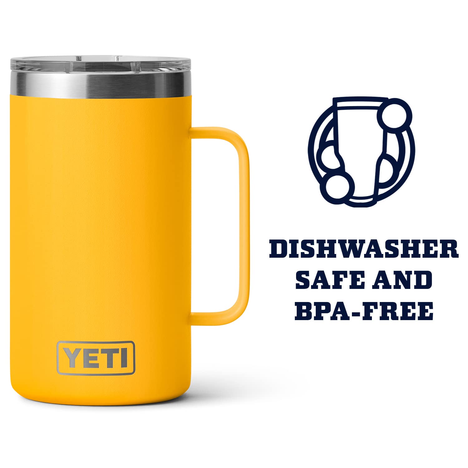 YETI Rambler 24 oz Mug, Vacuum Insulated, Stainless Steel with MagSlider Lid, Alpine Yellow