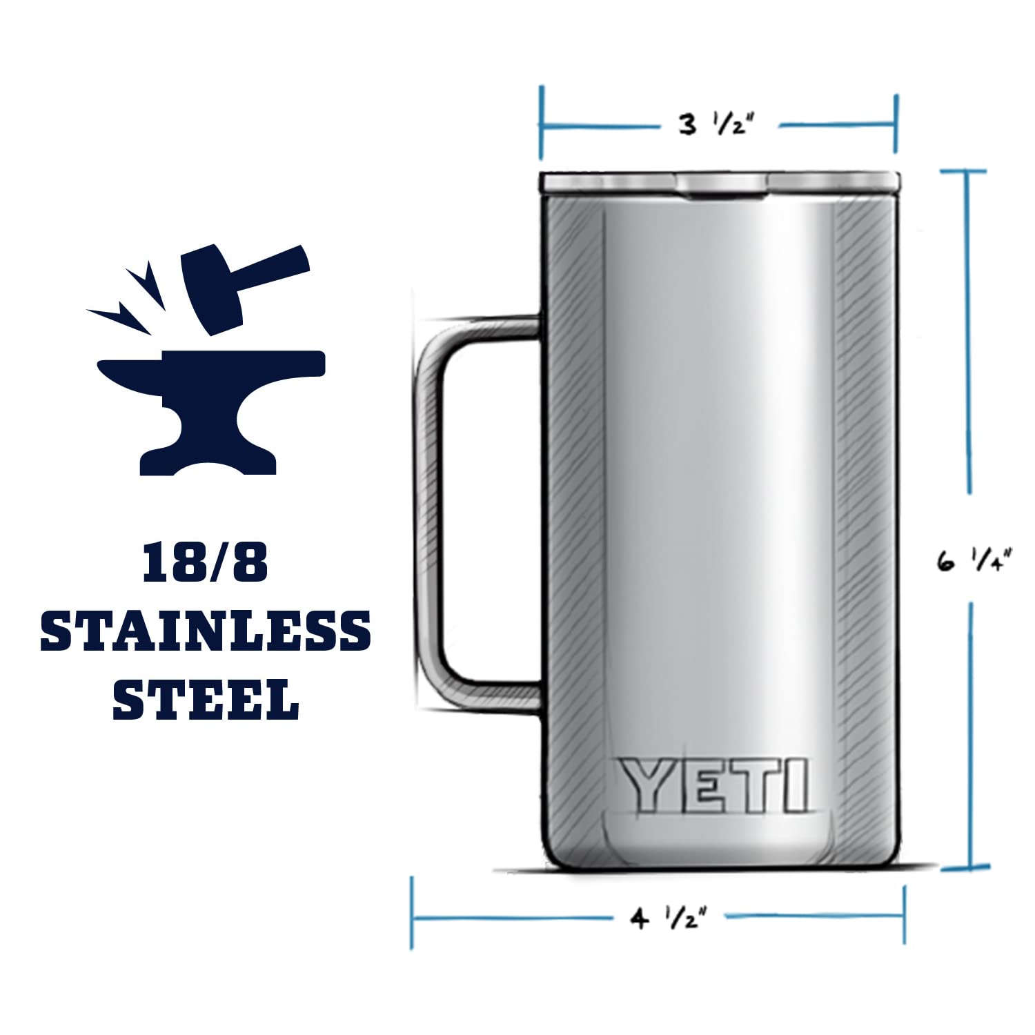 YETI Rambler 24 oz Mug, Vacuum Insulated, Stainless Steel with MagSlider Lid, Alpine Yellow