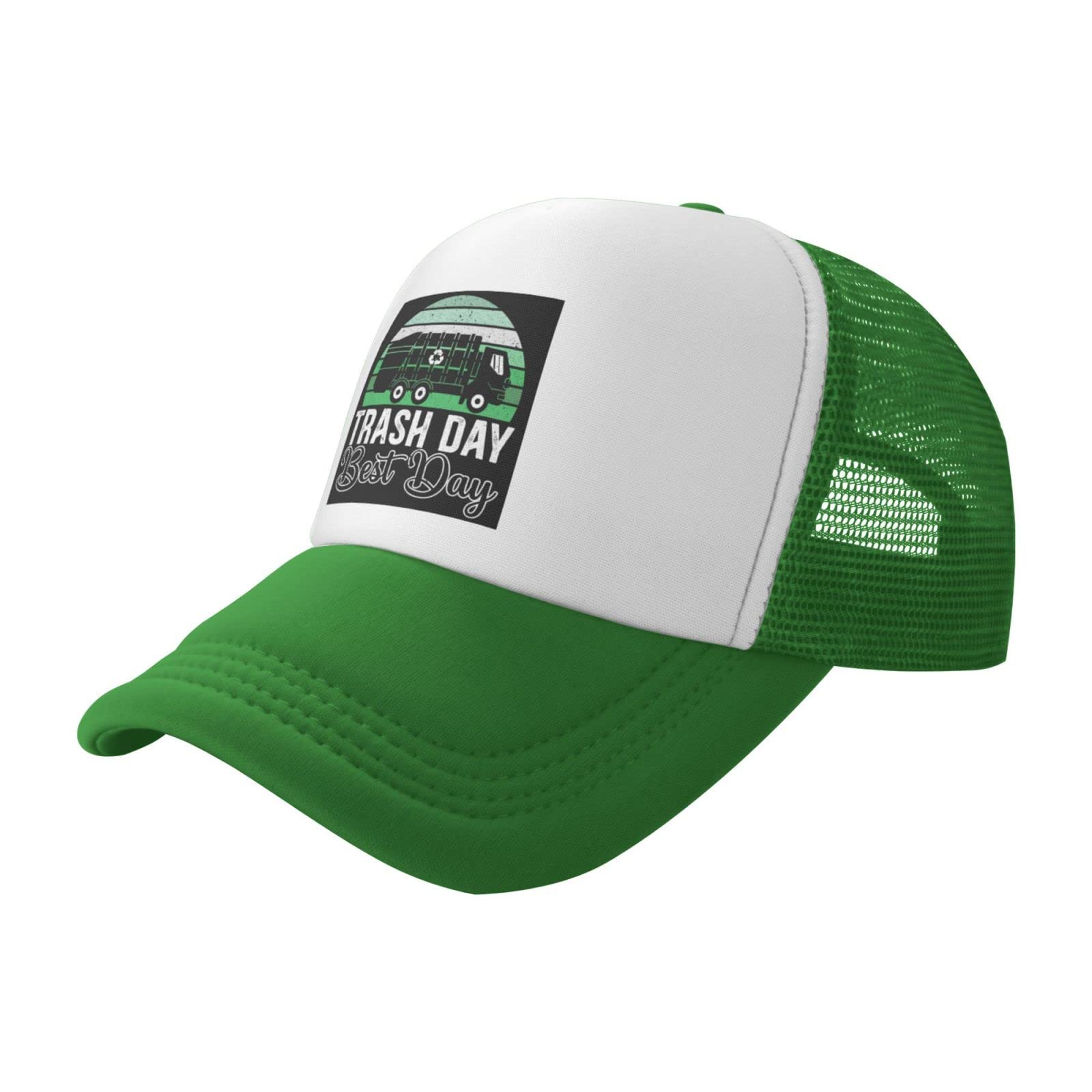 Trash Day Best Day Waste Management Garbage Truck Trucker Hat Green Men Mesh Back Adjustable Women Sun Summer Snapback Dad Baseball Cap