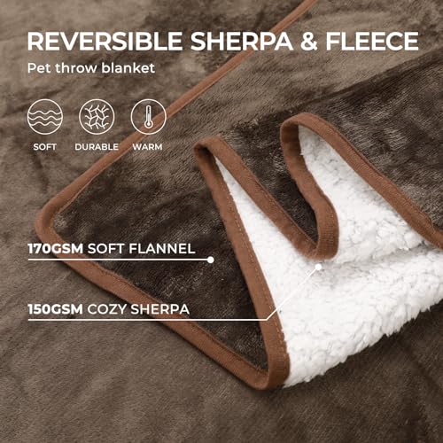 Luciphia Waterproof Blanket for Large Dogs Liquid Proof Furniture Protector Washable Pet Reversible Bed Cover for Couch Soft Sherpa Fleece Cat Blanket Coffee+White X-Large(85" x 57")