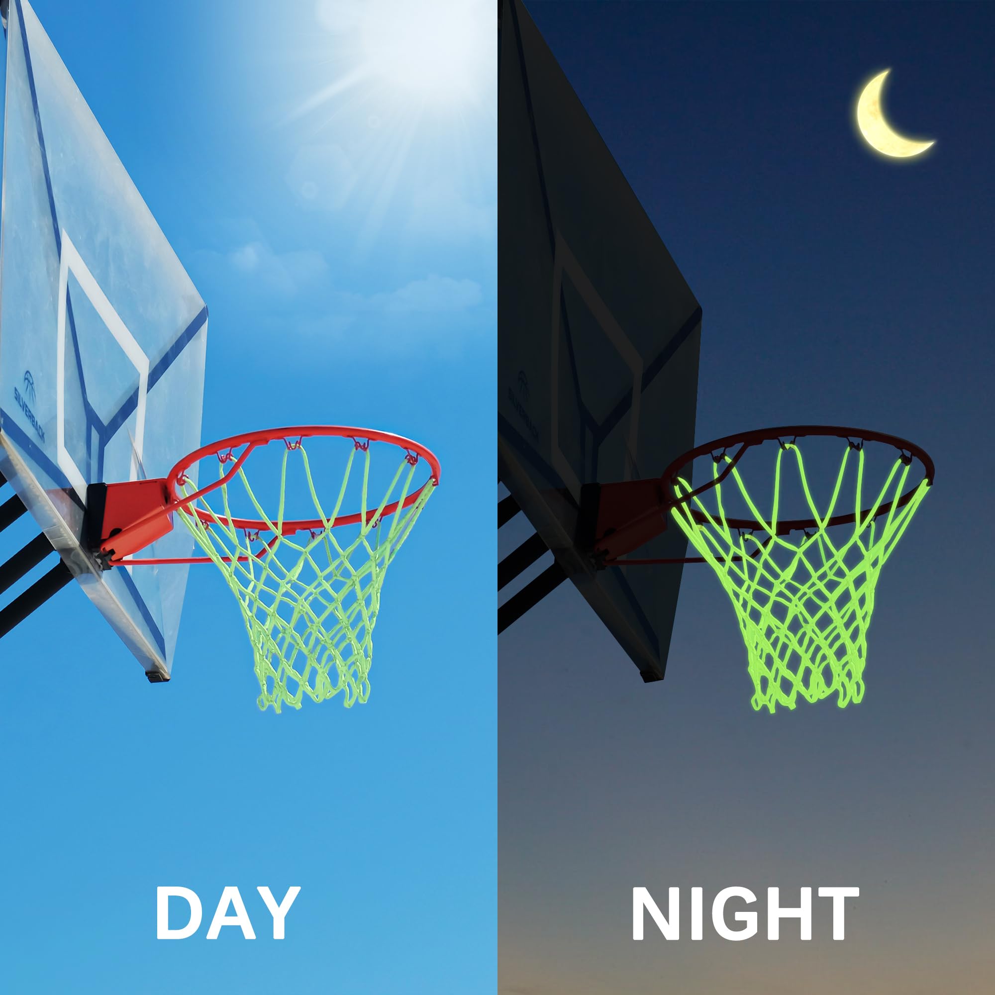 Mr Warm Outdoor Basketball Net - 2024 Upgrade, All Weather Anti Whip Replacement - 12 Loops