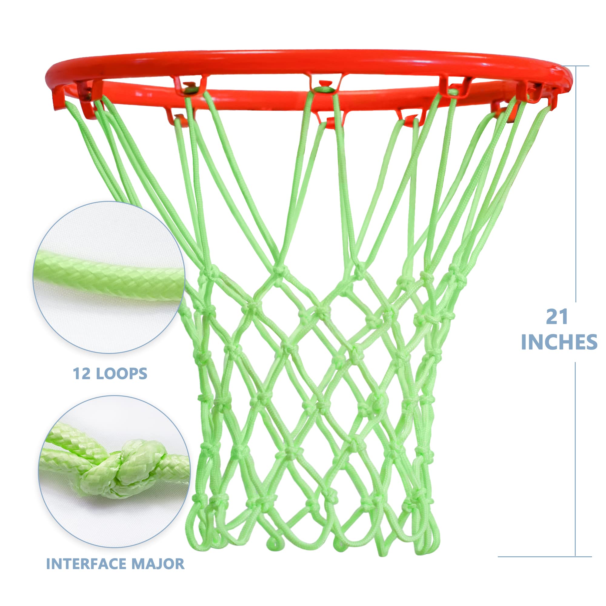 Mr Warm Outdoor Basketball Net - 2024 Upgrade, All Weather Anti Whip Replacement - 12 Loops