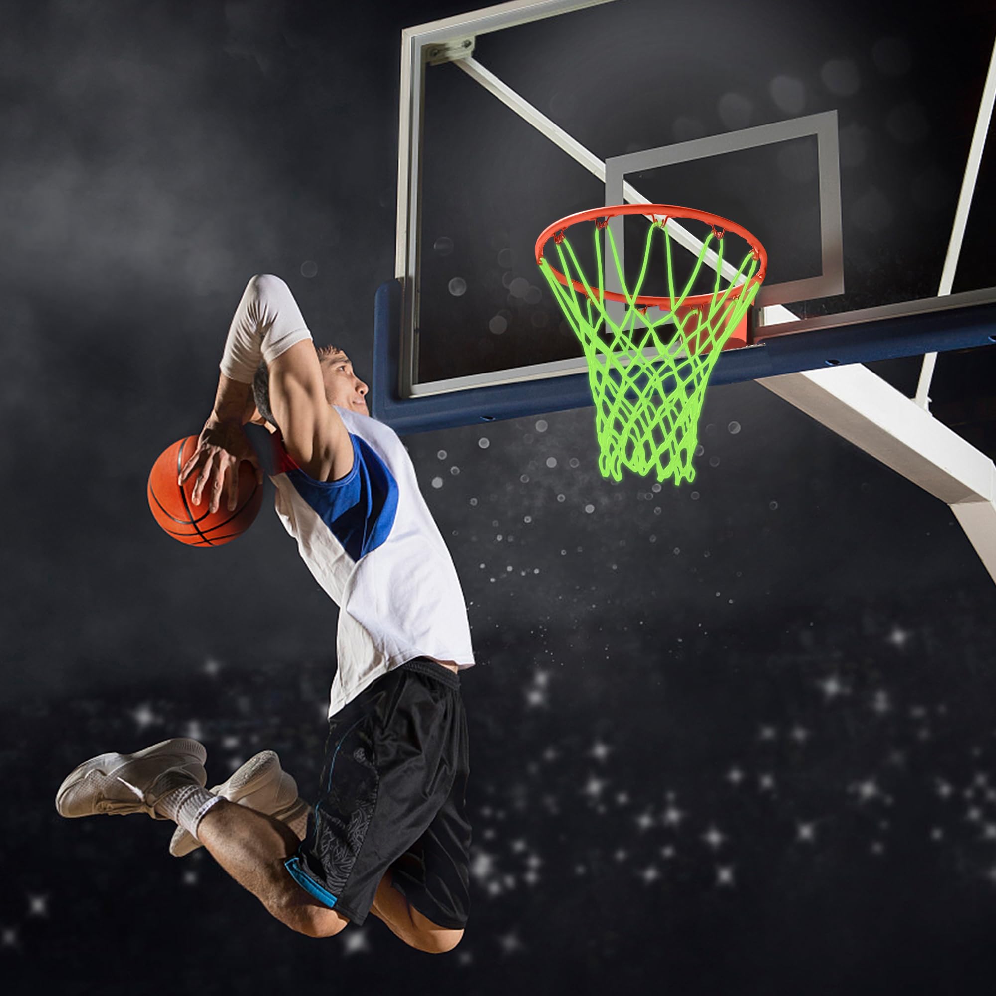 Mr Warm Outdoor Basketball Net - 2024 Upgrade, All Weather Anti Whip Replacement - 12 Loops