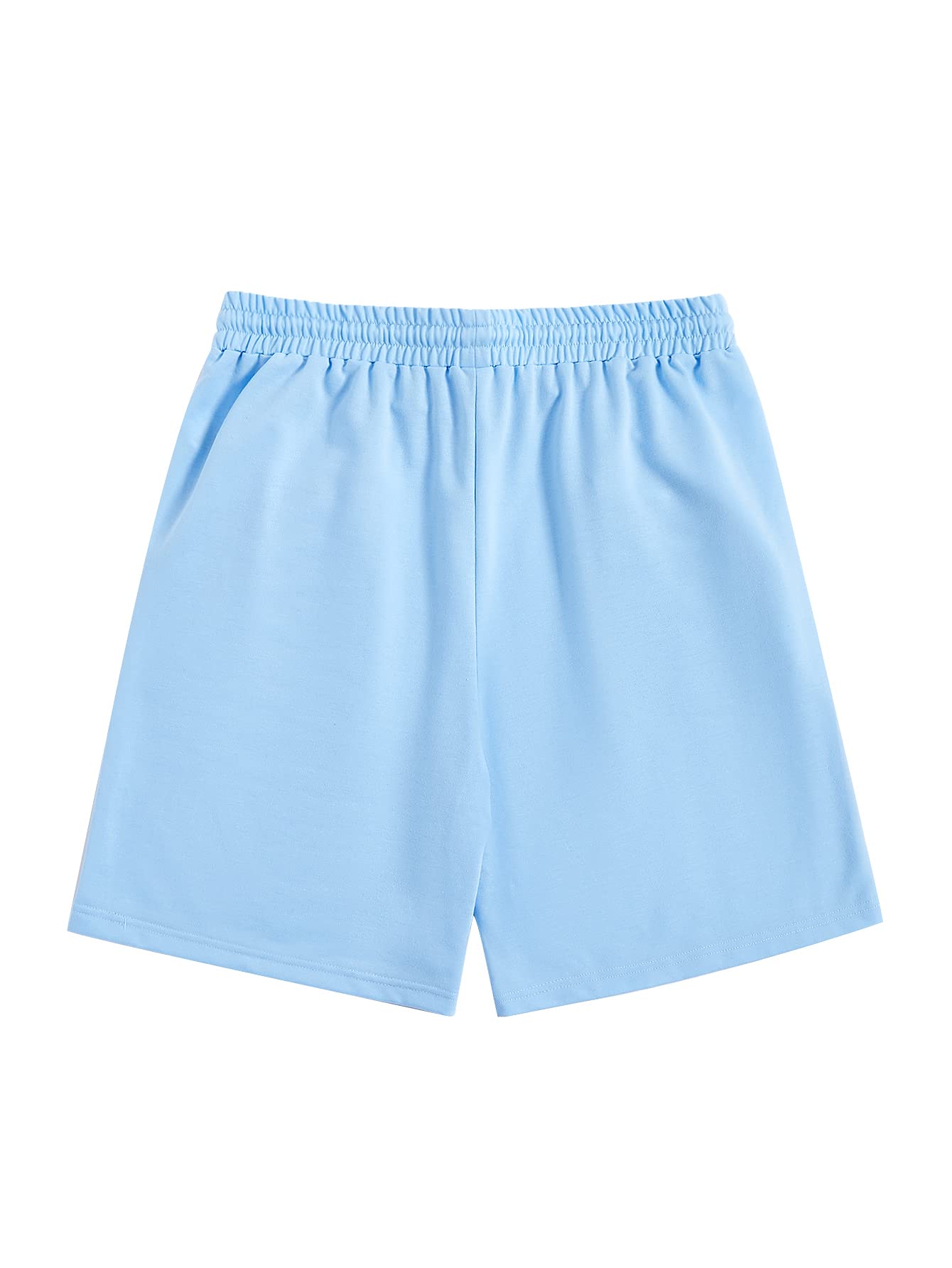 GORGLITTER Men's Letter Graphic Track Shorts Drawstring Waist Summer Workout Shorts Blue Small