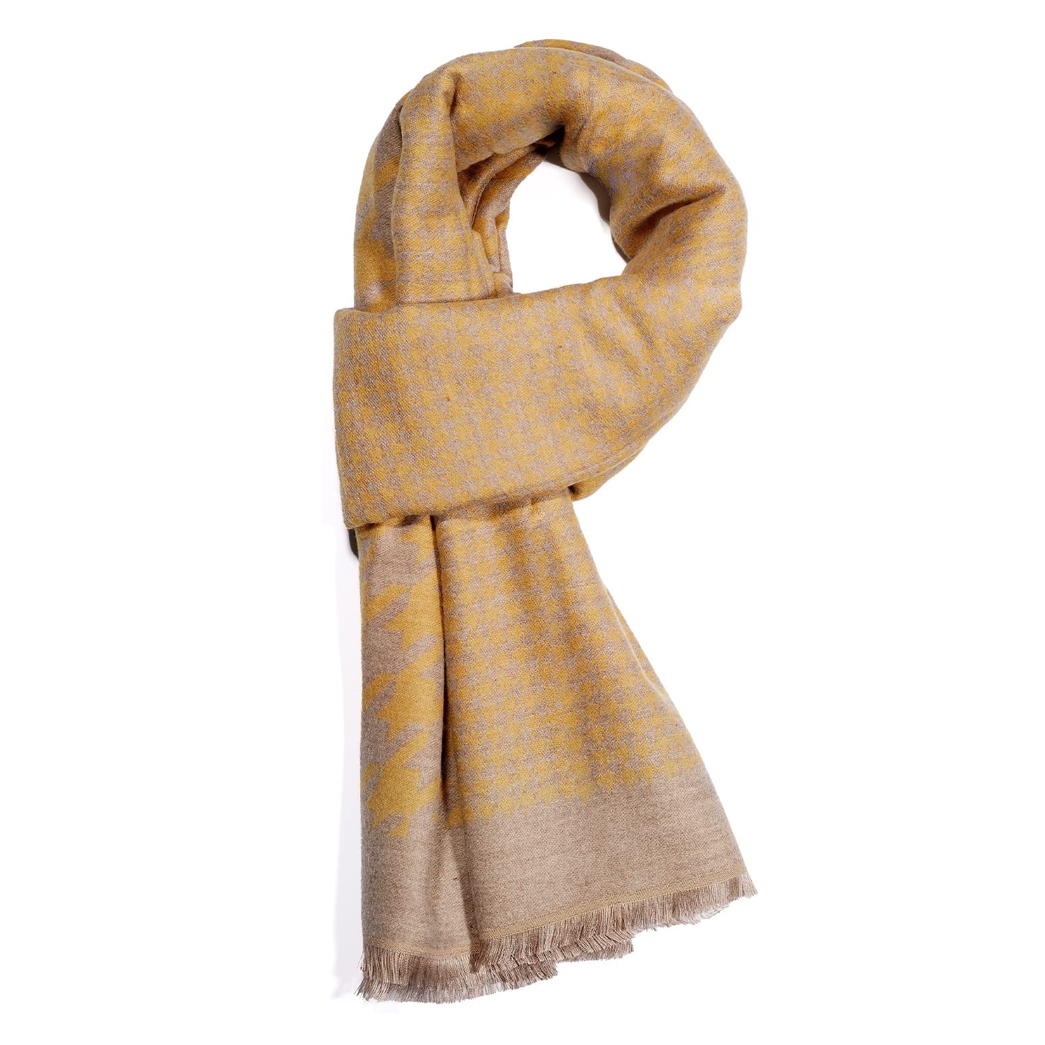 VANLINKER Soft Cashmere Feel Scarfs for Women Houndstooth Plaid Long Large Blanket Wrap Shawl for Fall Winter VL9306 Yellow