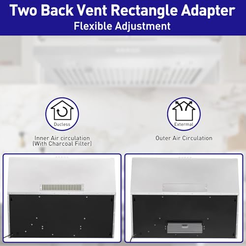 Vesta Charlotte 500cfm Under Cabinet Range Hood With 3 Levels Of Speed, Mechanical Buttons Control, Dishwasher Friendly Baffle Filters, Flexible Vent Connectors, Long LED Stripe