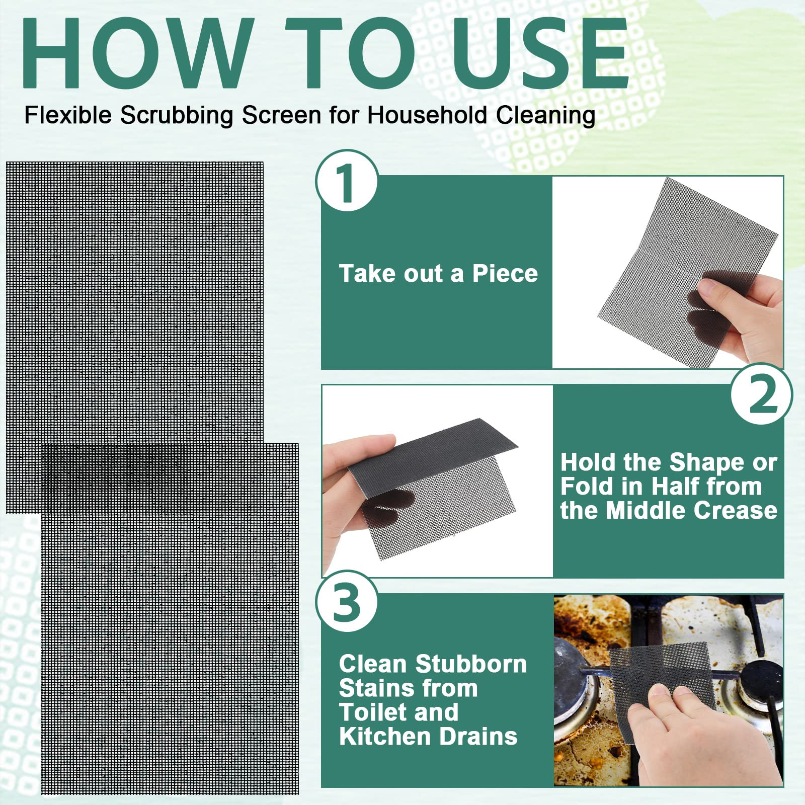 Skyley Flexible Scrubbing Screen Cleaning Mesh for Household 5.5 x 4 Inch Cleaner Toilet Hard Water Ring Remover Scouring Pad Abrasive Grit Cleaning Screen for Remove Carbon, Rust and Scale(12 Pack)