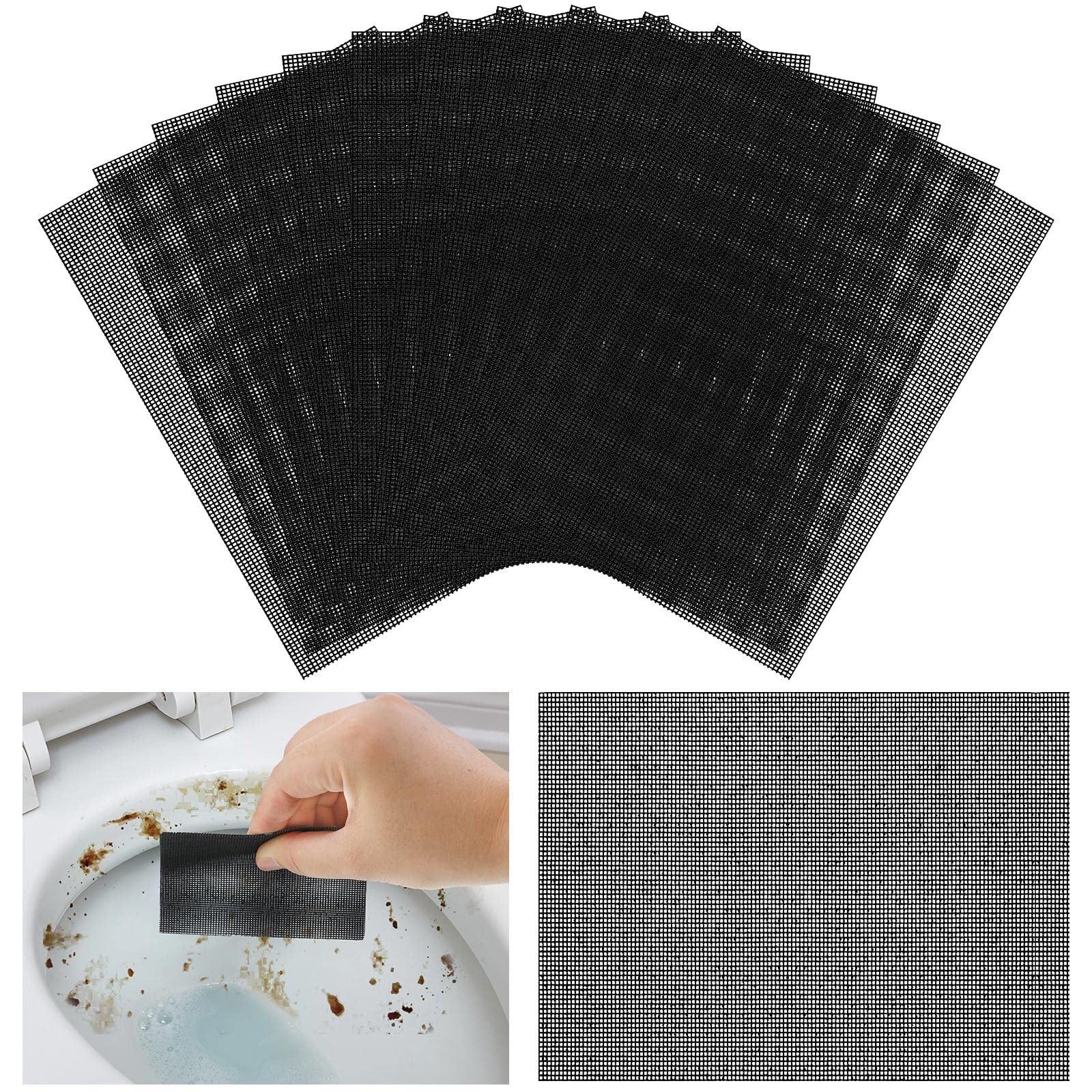 Skyley Flexible Scrubbing Screen Cleaning Mesh for Household 5.5 x 4 Inch Cleaner Toilet Hard Water Ring Remover Scouring Pad Abrasive Grit Cleaning Screen for Remove Carbon, Rust and Scale(12 Pack)