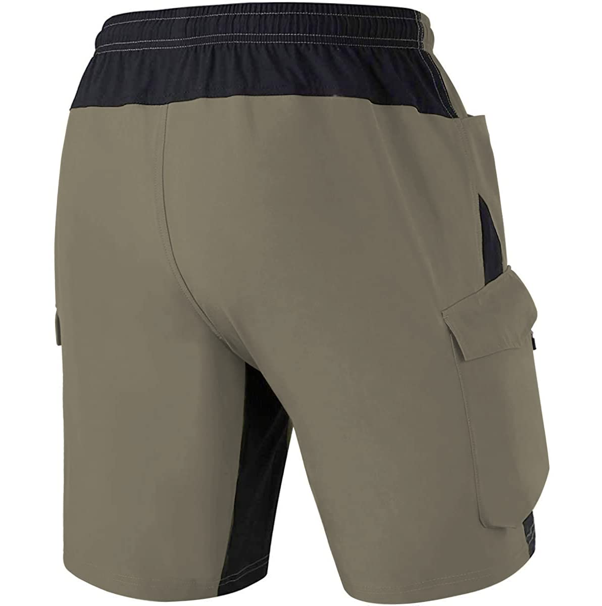 Men's Mountain Bike Shorts 3D Padded Bicycle MTB Shorts Loose-fit Lightweight MTB Cycling Shorts (Khaki-XL)