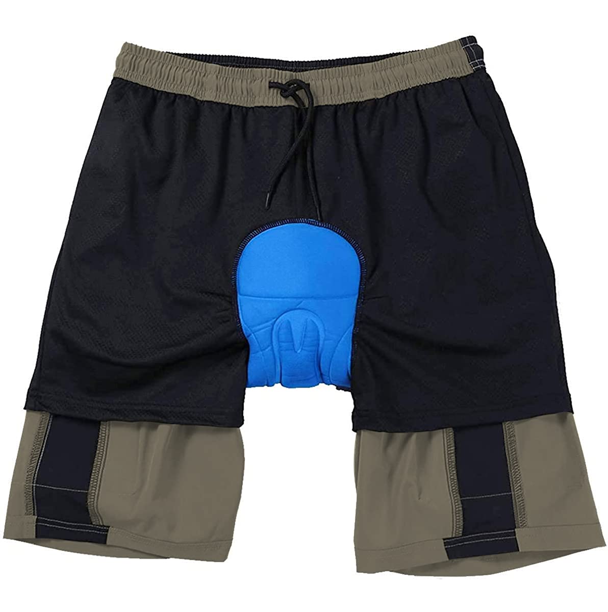 Men's Mountain Bike Shorts 3D Padded Bicycle MTB Shorts Loose-fit Lightweight MTB Cycling Shorts (Khaki-XL)