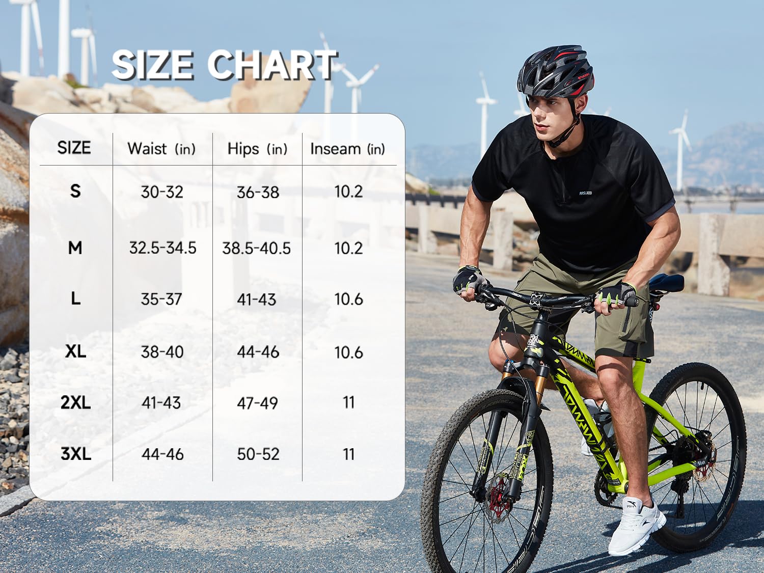Men's Mountain Bike Shorts 3D Padded Bicycle MTB Shorts Loose-fit Lightweight MTB Cycling Shorts (Khaki-XL)