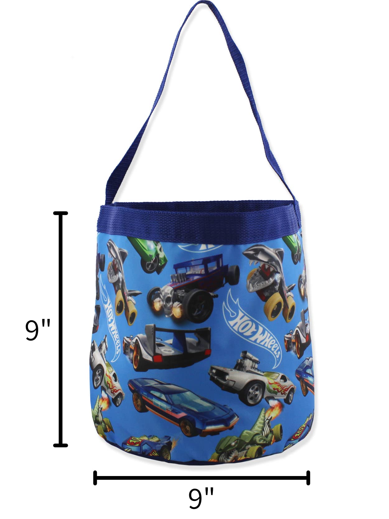 Hot Wheels Collapsible Nylon Basket Bucket Tote Bag (One Size, Blue)