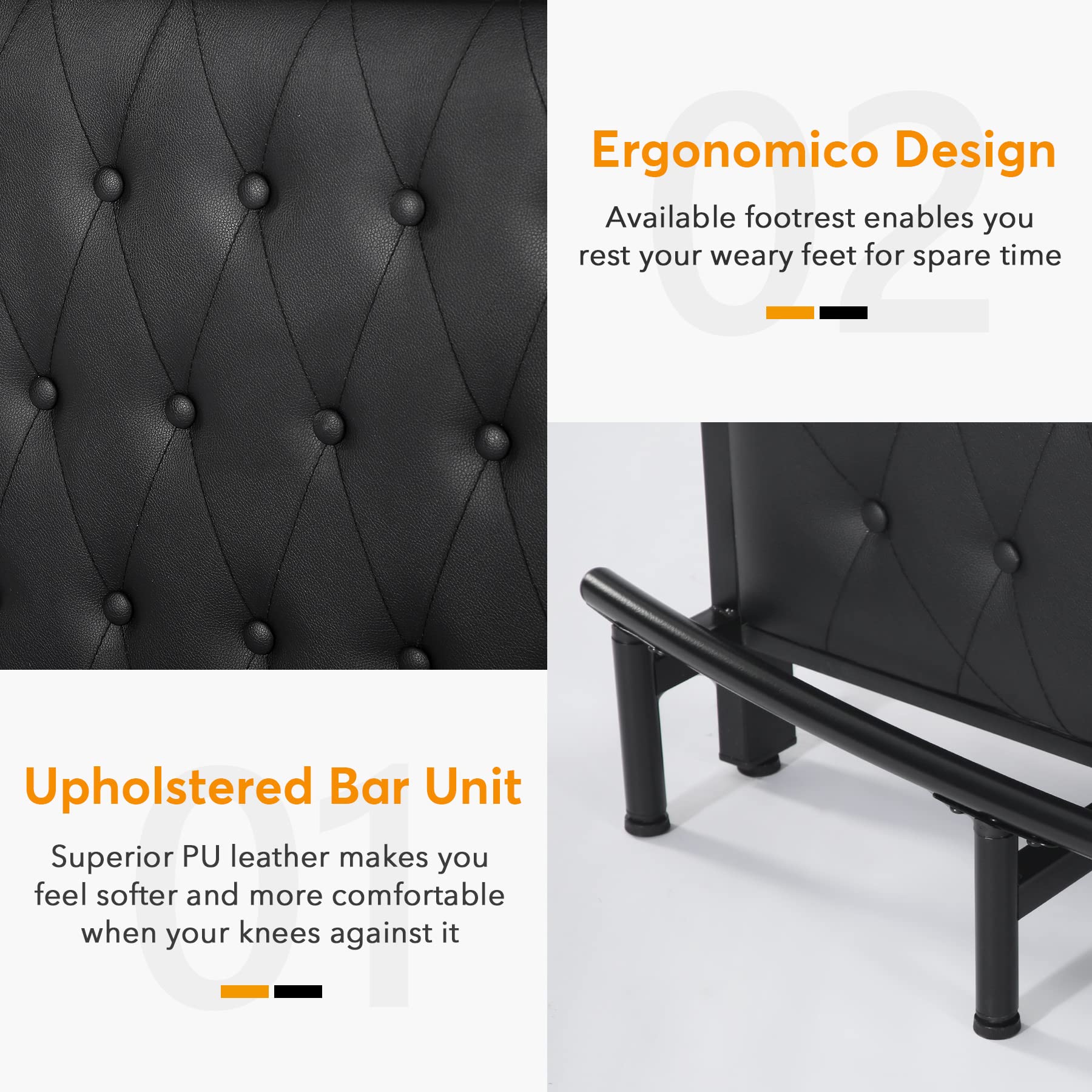 Tribesigns Home Bar Unit for Liquor, 44-Inch Bar Height Table with Storage, Black Entertainment Pub Table, Mini Bar Carts Upholstered&Metal Front Footrest for Kitchen, Balcony, Basement