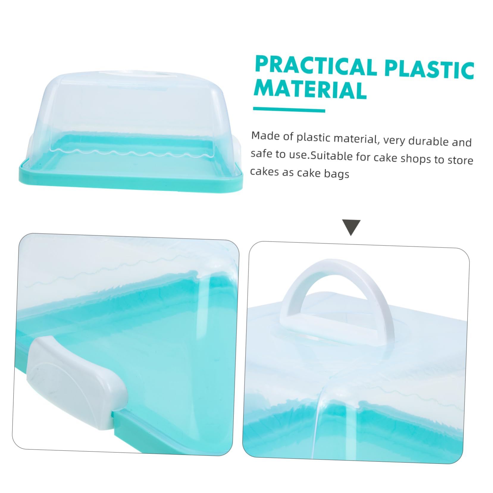 Homoyoyo Cheesecake Cake Carrier with Lid and Handle Large Cake Storage Container Holder Portable Cupcake Carrier Keeper Box Square Cake Stand Serving Tray for Transport Sky- blue Cupcake Holder